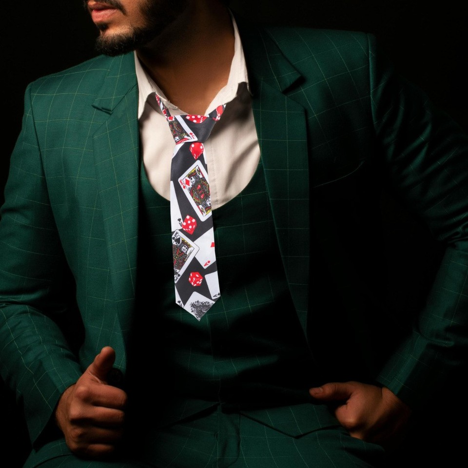 Tie with Cards Poker Costume Accessories Neck Ties Necktie Casual ...