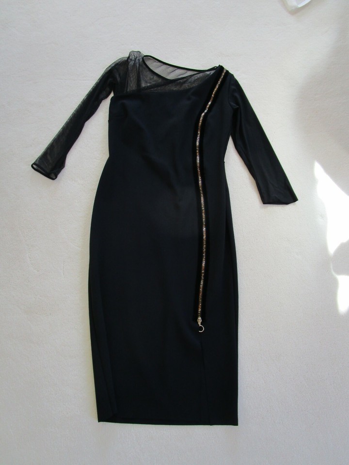 NWT CHIARA BONI LA PETITE ROBE Nicla Black Illusion Sleeve Dress 10 ...