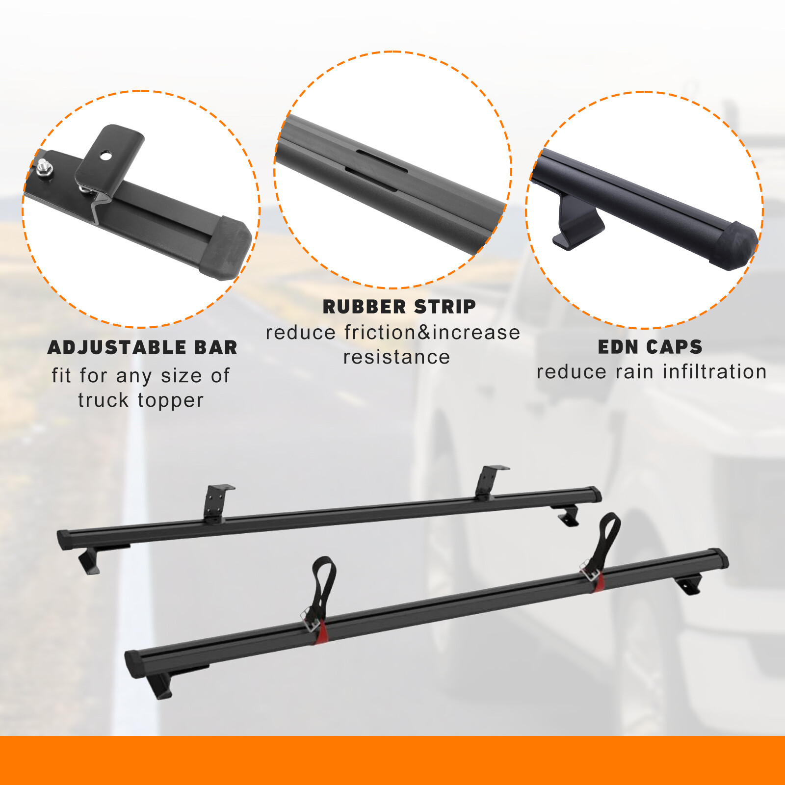 72" Adjustable Pickup Truck Topper Ladder Roof Rack Camper Shell for ...