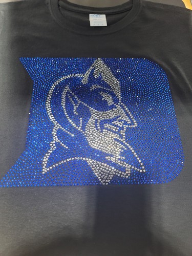 Women's Duke Blue Devils Rhinestone Basketball T Shirt Tee Bling Lady ...