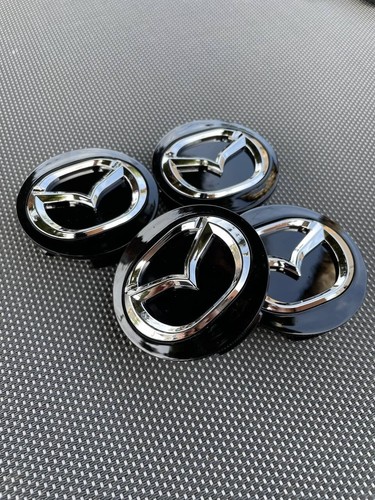 MAZDA 4X BLACK 56mm/2.20in Wheel Center Caps Mazda 3/5/6, Miata, RX 8 ...