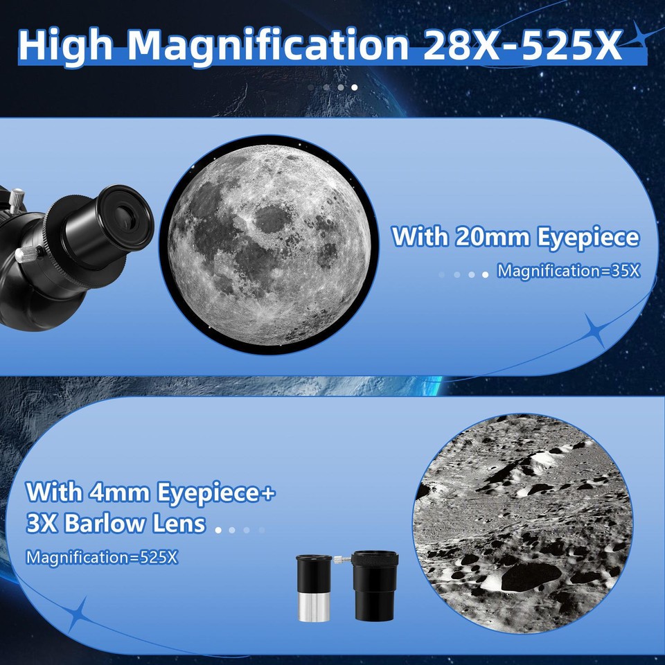 700mm Astronomical Telescope 525X with Phone Adapter for Beginner Moon ...