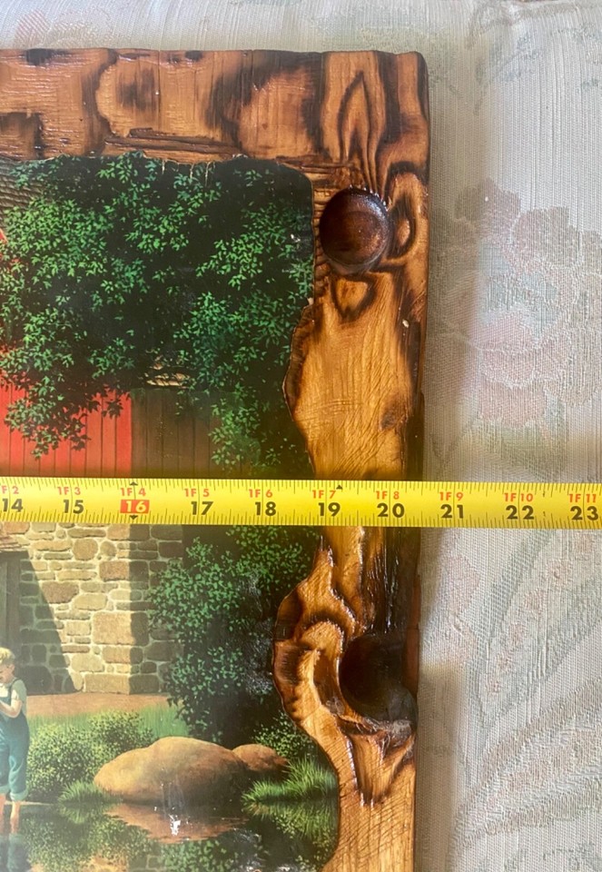 Vintage Decoupage Carved Wooden Wall Art Country Farm Setting ...