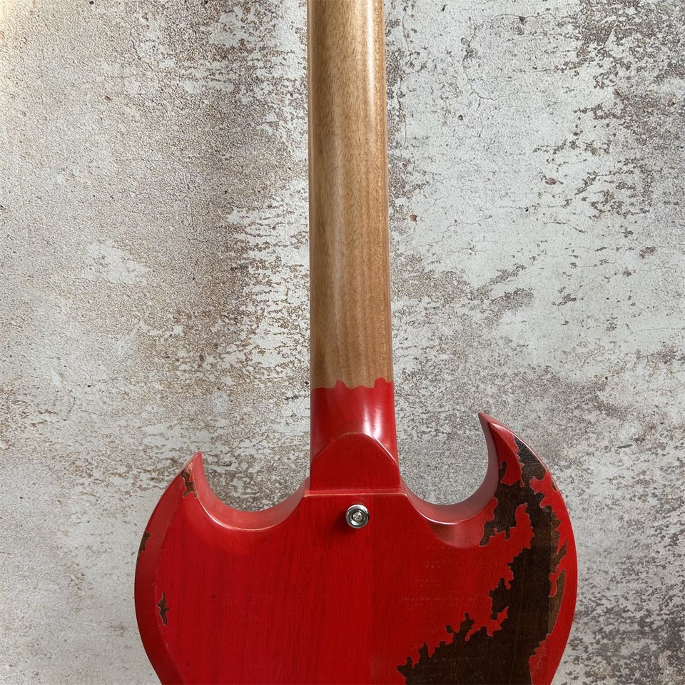 US Warehouse SG Relic Red Solid Body Electric Guitar Chrome Parts HH ...