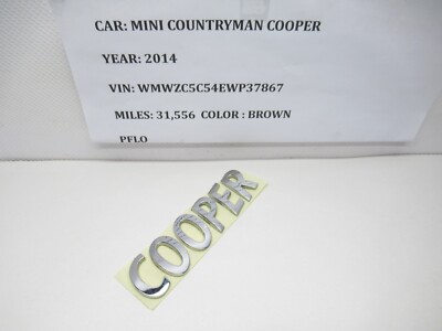 2011-2017 Mini Countryman Cooper Emblem Letters Rear Liftgate Badge ...