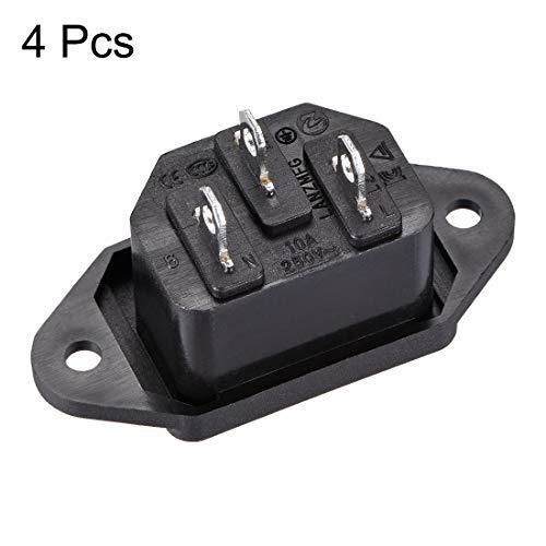 Panel Mount Plug Adapter AC 250V 10A C14 3 Pins IEC Inlet Module Plug ...