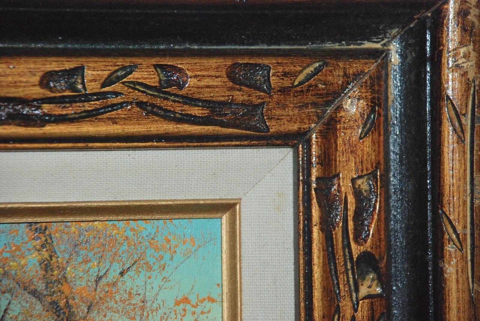 Original Art Oil Painting Wood Framed Landscape Trees Stream Signed ...