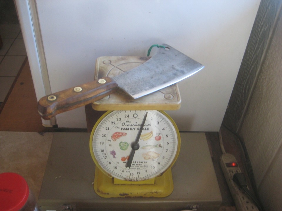 1920s Antique 7 1/2" Blade x 1 1/4 lbs AMERICAN CUTLERY Carbon Cleaver ...