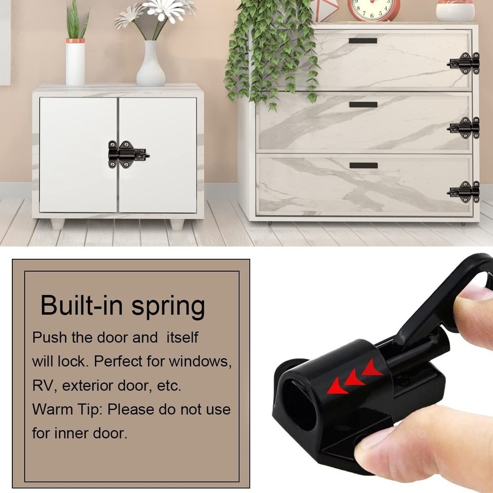 2 Pack Spring Loaded Sliding Lock, for Automatic Door Closing 2180 ...
