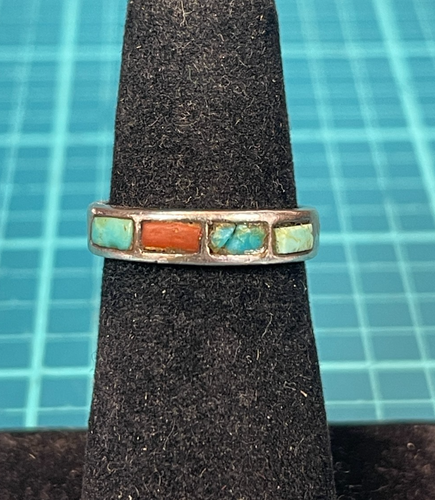 Vintage Bell Trading Post Sterling Silver Turquoise & Coral Ring Size 7 ...