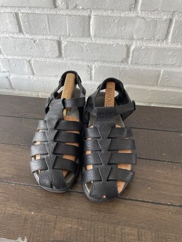 Mephisto Sam Men's Black Leather Comfort Fisherman Soft Sandals Size 13 ...