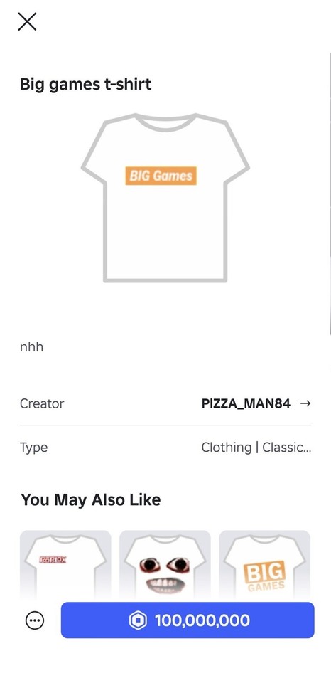 Selling Roblox Account With A T-shirt Worth 100,000,000 Robux Or ...