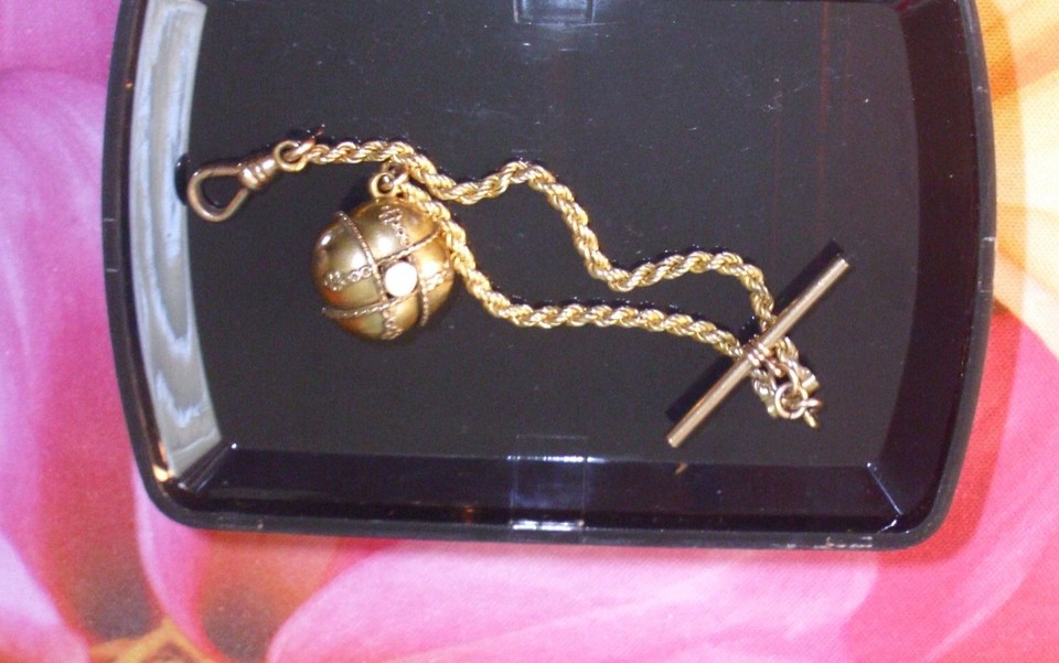 Antique VICTORIAN Gold Filled Pocket WATCH Fob Chain w/ UNUSUAL GF Fob ...