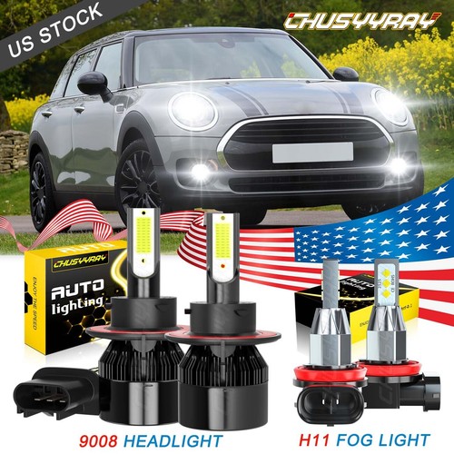 6000K LED Headlight+Fog Light Combo Bulbs Kit For Mini Cooper 2009 2010 ...