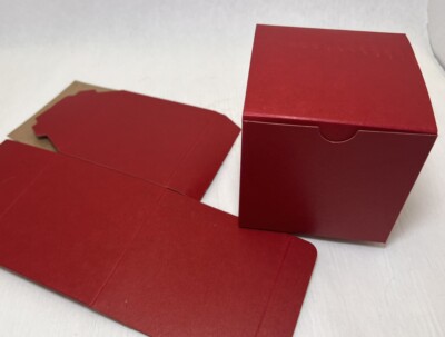 4x4x4 elegant Deep Red Unfolded Fold Over Top Gift Box (Set of 10) | eBay
