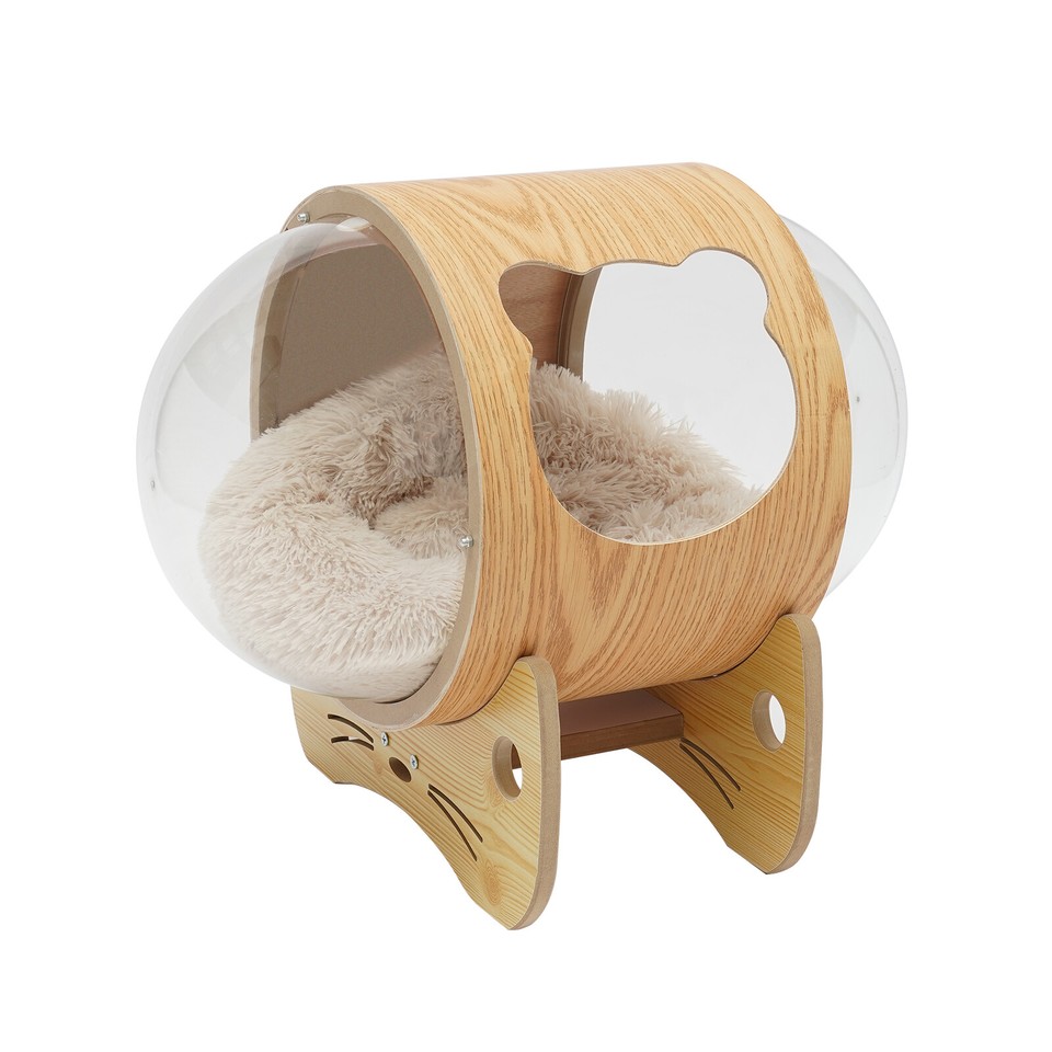 Modern Wooden Spaceship Warm Cozy Pet Beds Space Capsule Wooden Pet ...
