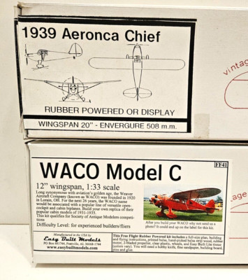 EASY BUILT MODELS 2X LOT WACO MODEL C + 1939 AERONCA CHIEF NEW BALSA ...