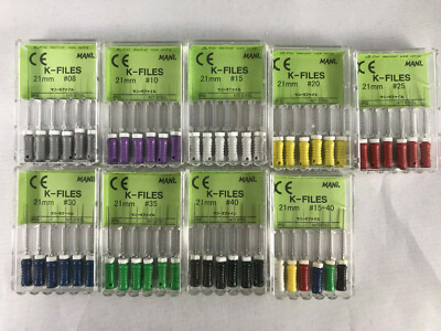 Mani Dental Root Canal Endo NiTi Steel K-files 21mm All Sizes 30 Files ...