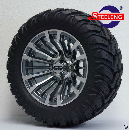 GOLF CART 12" GUNMETAL MATADOR WHEELS/RIMS and 20" ALL TERRAIN(M/T) DOT ...