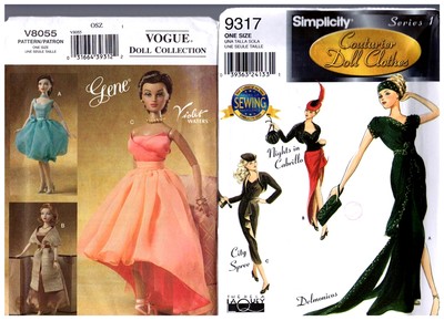 Simplicity 9317 Vogue 8055 15 1/2" Doll Couturier Dress Pattern Retired ...