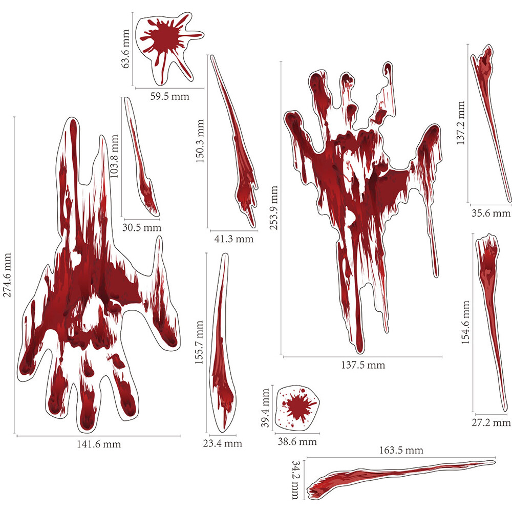 Halloween Stickers Bloody Blood Hand Window Clings Glass Party Prop ...