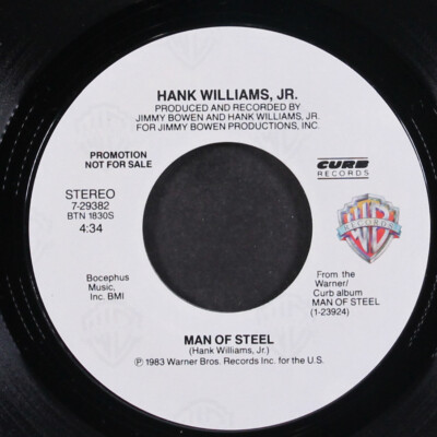 HANK WILLIAMS, JR.: man of steel / short WB 7" Single 45 RPM | eBay UK