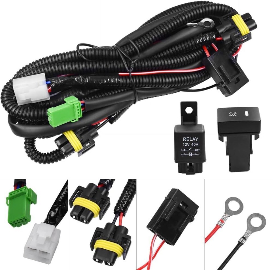 Car H11 Fog Light Wiring Harness 12V On/Off Switch w/ LED Indicator ...