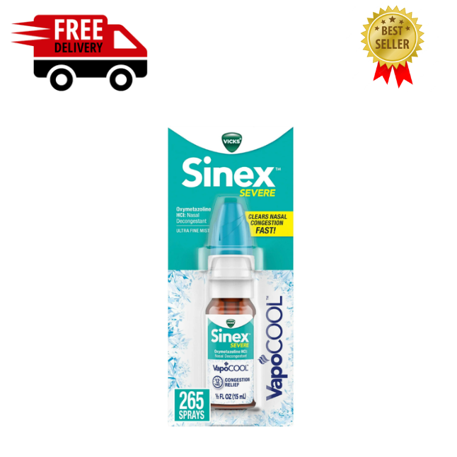 Vicks Sinex SEVERE, Nasal Spray with VapoCOOL, Ultra Fine 0.5 Fl Oz (15 ...