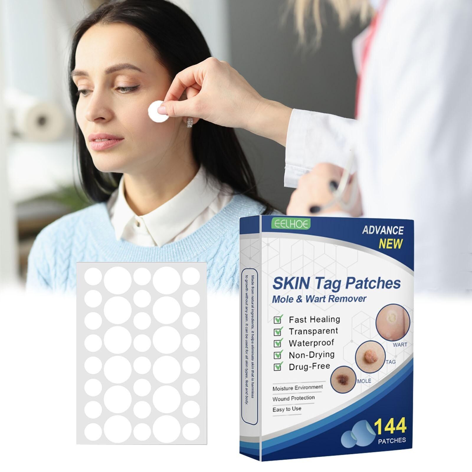 288× Skin Tag Remover Patches Quick Effective Mole and Wart Pad Removal ...