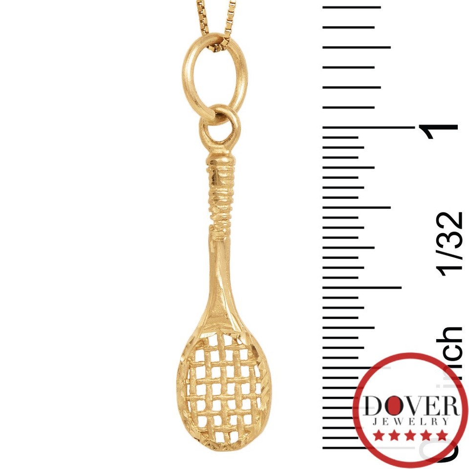 Estate 14K Yellow Gold Engraved Tennis Racket Charm Pendant 1.0 Grams ...