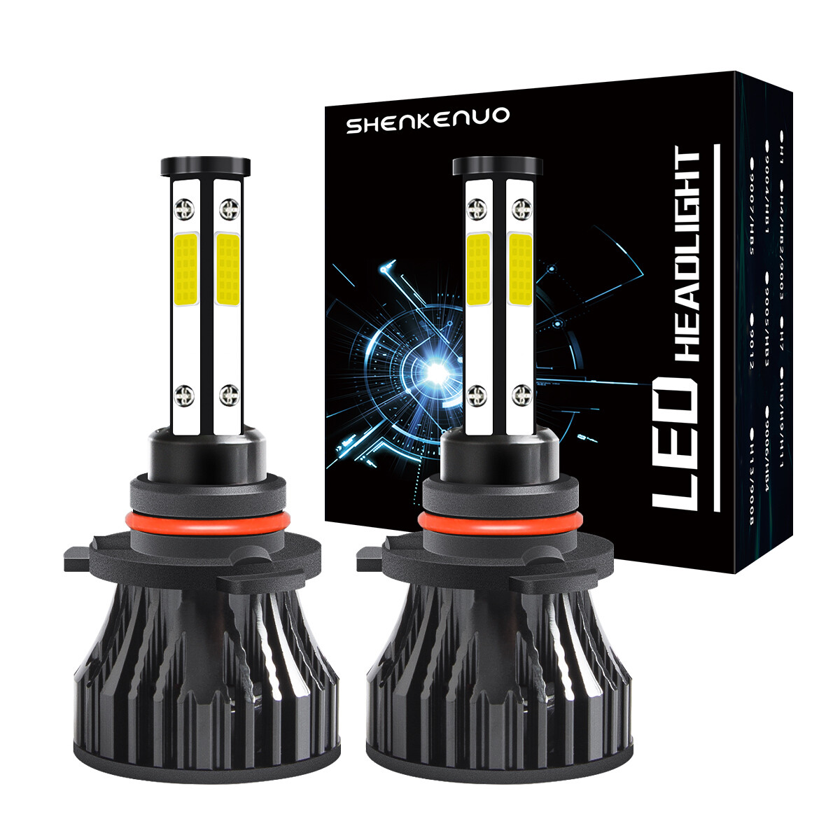 SHENKENUO 9005 LED Headlight Super Bright Bulbs Kit White Hi/Low Beam ...