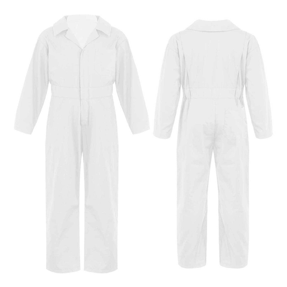 Boys Coveralls Long Sleeve Turndown Collar Zipper Front Jumpsuit ...