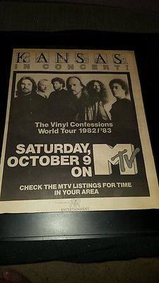 Kansas Vinyl Confessions Tour Rare Original MTV Concert Promo Poster Ad ...