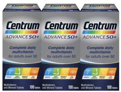Centrum Advance 50 Plus Multivitamin & Mineral Tablets, Pack of 100 X 3 ...