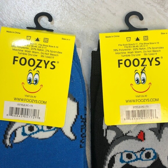 2 PAIRS Foozy's Women's Casual Socks PROFESSOR ELEPHANT Print, New with ...