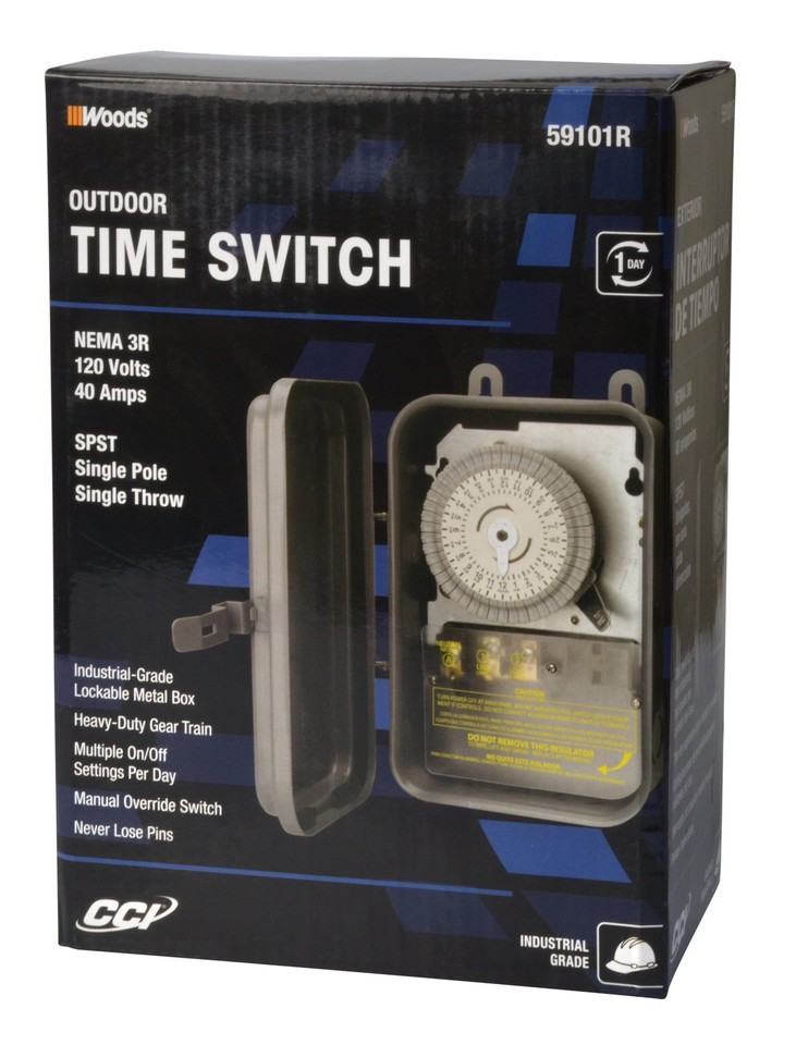 59101RWD Outdoor 24-Hour Heavy Duty Mechanical Time Switch; 120V/40 ...