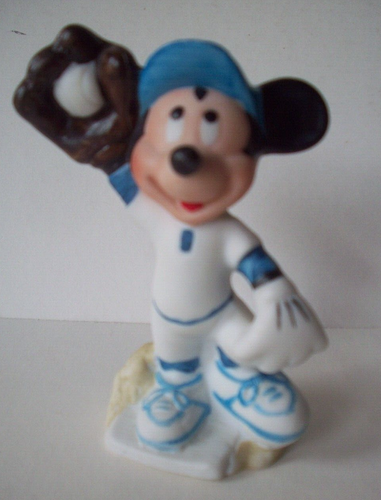 Disney Mickey Mouse playing catching baseball porcelain figurine | eBay