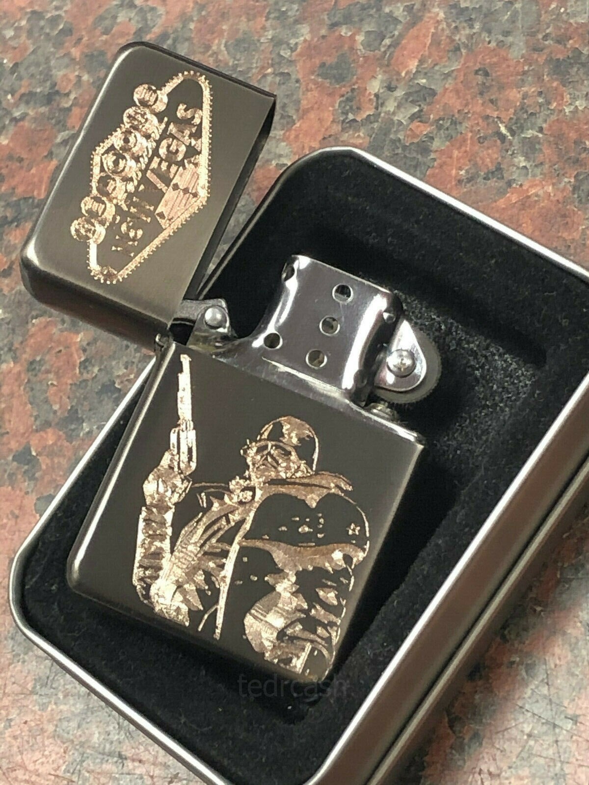 FALLOUT New Vegas Lighter - gunmetal grey finish - Free Engraving w ...