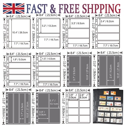 10 Pack Multi Pocket Pages Stamp Album Stock Sheets Collection Trading ...
