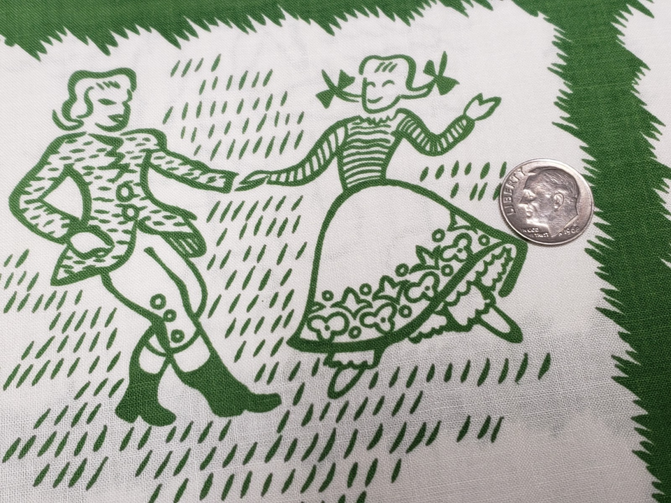 Vintage Cotton Fabric Quilt Doll 40s Green cheater Print Remnant Estate 34" | eBay