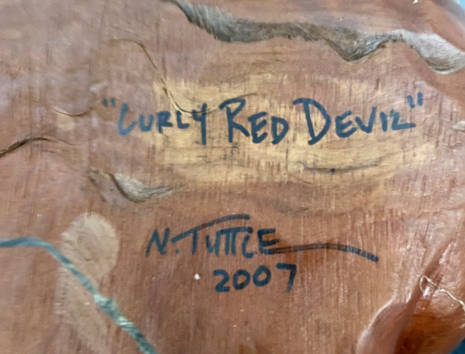 nancy tuttle RARE 2007 devil wood carving “curly red devil” original ...
