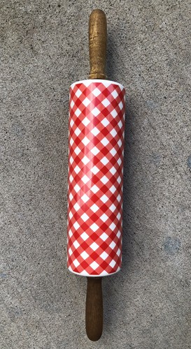 Pioneer Woman Darling Red & White Gingham Check Ceramic Rolling Pin ...