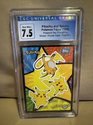 Pikachu & Raichu Pokémon Topps 1999 The First Movie Sticker Puzzle Card ...
