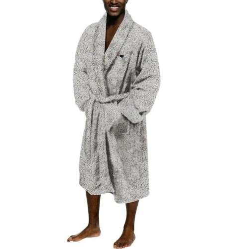 New England Patriots NFL Men's Gray Sherpa Lounge Bathrobe Robe: Size L ...