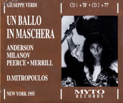 VERDI Un Ballo in Maschera / Anderson, Milanov, Peerce (2 CDs, 1994 ...