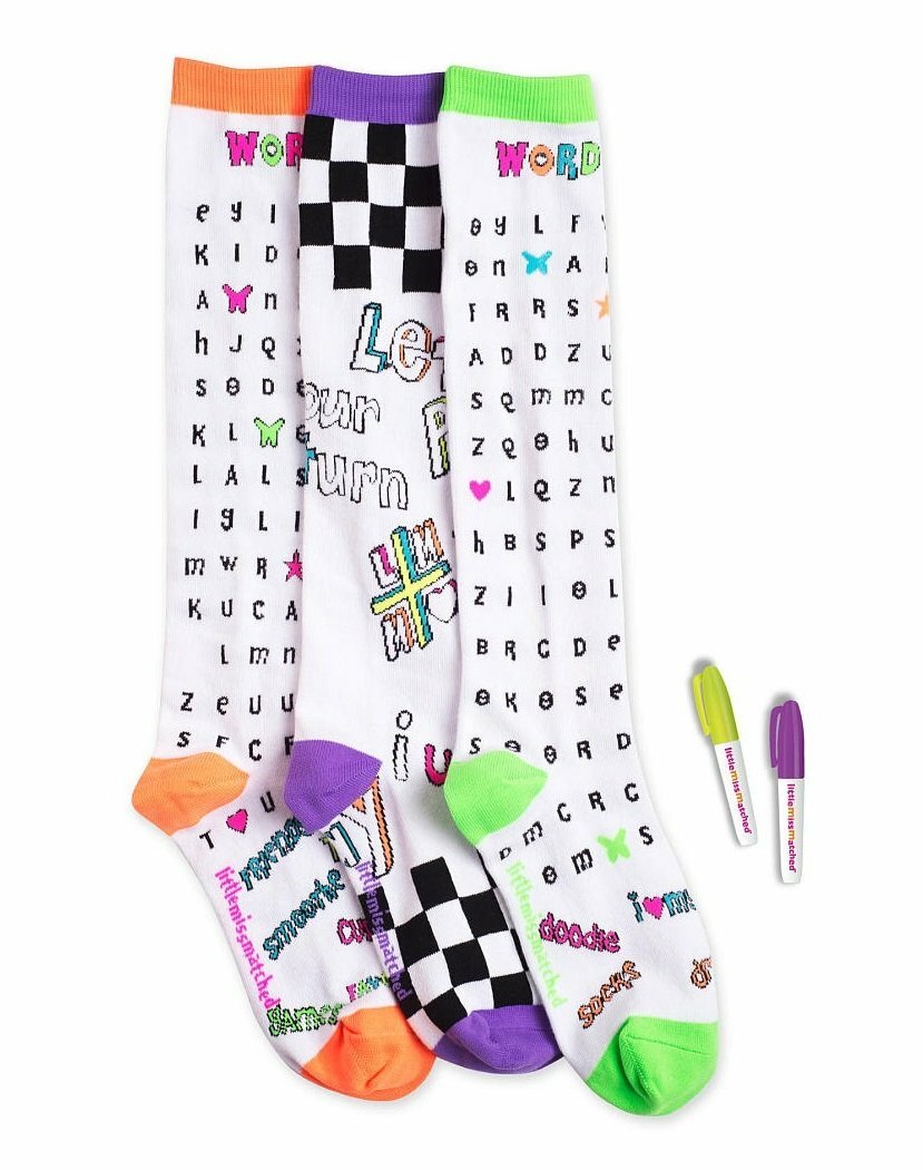 LittleMissMatched Colorize Knee High Sock Set - Word Search. | eBay