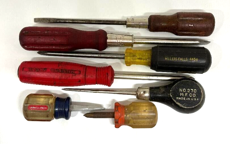 7 Tools, 5 Millers Falls, Craftsman Stubby Screwdriver , MF Awl ...