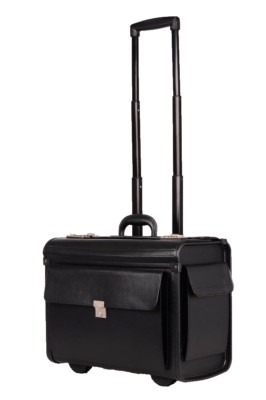 Large Quality Leather Pilot Case Wheeled Laptop Trolley Flight Bag Hand ...