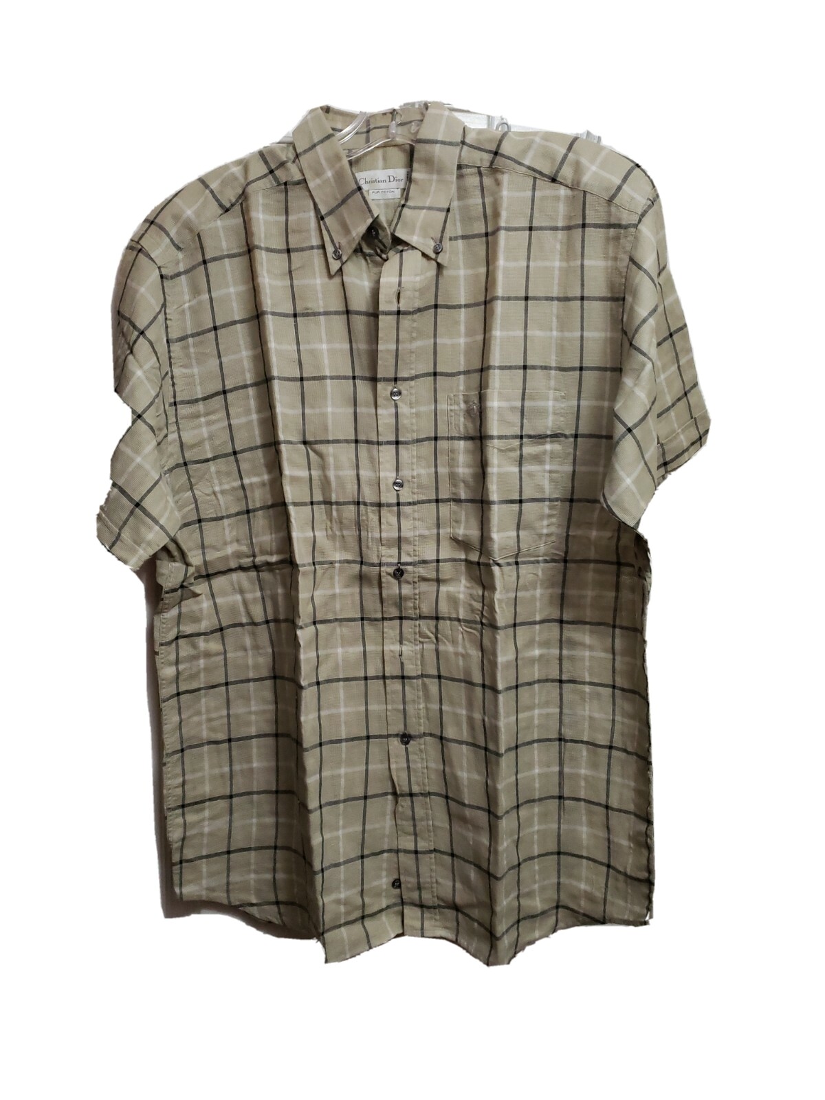 Christian Dior Polo Shirt Beige Plaid Checkered Golf … - Gem