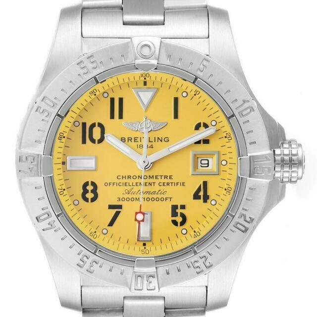 Breitling Avenger Yellow Men's Arabic Numerals/Baton Indexes Watch ...